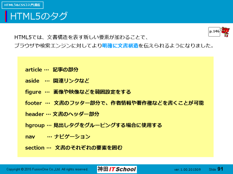 HTML5_tags | 1日集中HTML・CSS講座（東京・オンライン）｜神田ITスクール